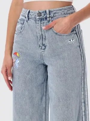 ADIDAS ORIGINALS High-waisted Wide-leg Jeans In Cotton With Embroidery