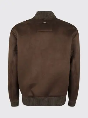 Herno Suede-effect Synthetic Leather Bomber Jacket With Ribbed Collar
