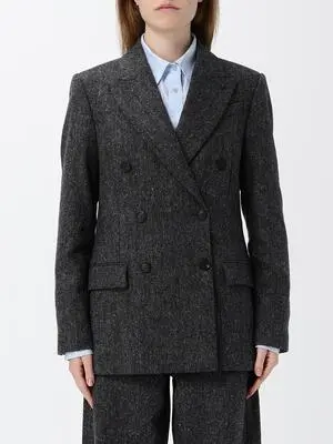 Brunello Cucinelli Double-breasted Virgin Wool Blazer With Peak Lapels And Padded Shoulders - Grey