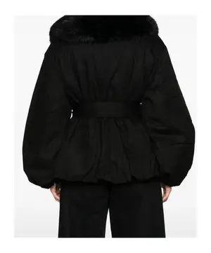 ROTATE BY BIRGER CHRISTENSEN Belted Faux Fur Collar Coat