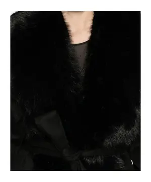 ROTATE BY BIRGER CHRISTENSEN Belted Faux Fur Collar Coat