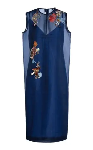 Dries Van Noten Darona Embellished Midi Dress - Navy