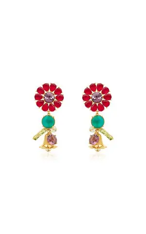 Oscar De La Renta Daisy Bouquet Earrings - Red