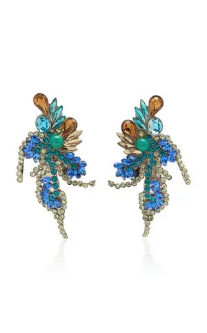 Dries Van Noten Green Drop Earrings - Multi
