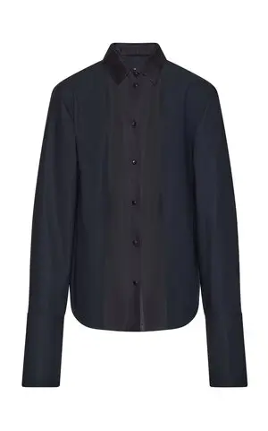 Ossou Brun Sheer-panel Cotton Shirt - Black