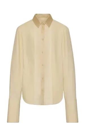 Ossou Brun Sheer-Panel Cotton Shirt Tan
