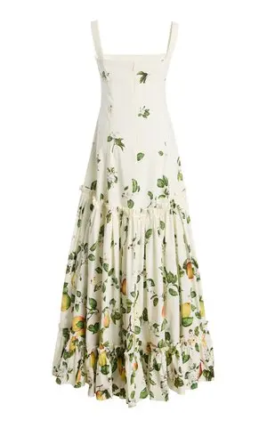 Oscar De La Renta Pear Floral Degradé Poplin Maxi Dress