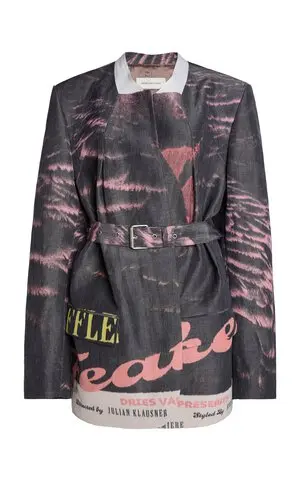 Dries Van Noten Bitsi Printed Linen-blend Jacket