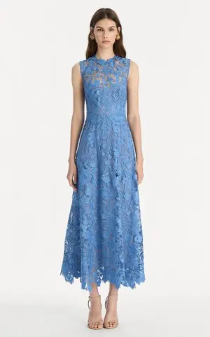 Oscar De La Renta Meadow Guipure Lace Midi Dress