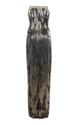 Oscar De La Renta Brushstroke Embroidered Gown