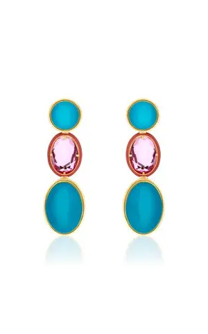 Oscar De La Renta Multi Stone Triple Drop Earrings - Blue