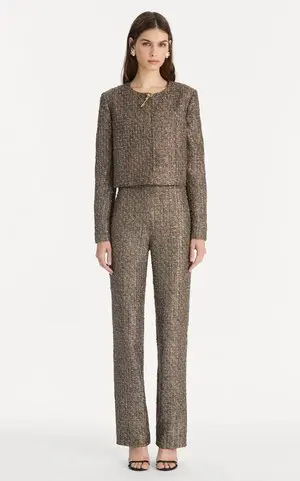 Oscar De La Renta Cropped Lurex Tweed Jacket