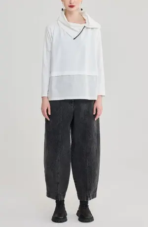 LUUKAA Quinn Panelled Tunic Top - Ecru