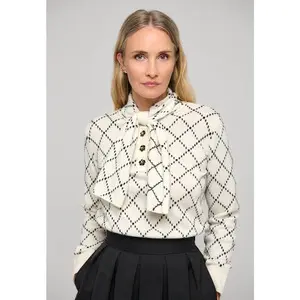 DEA KUDIBAL Krystledea Merino Agryle Tie Neck Jumper - Argyle