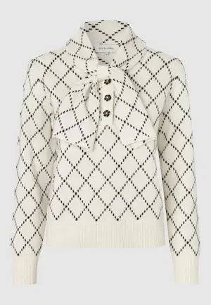 DEA KUDIBAL Krystledea Merino Agryle Tie Neck Jumper