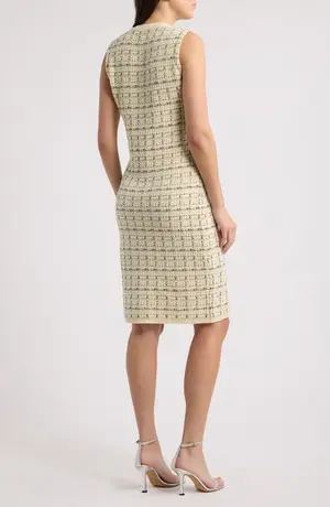 Anne Klein Tweed Shift Dress - Ivory Shell