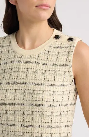 Anne Klein Tweed Shift Dress - Ivory Shell
