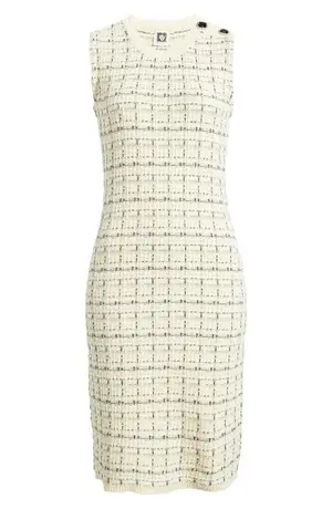 Anne Klein Tweed Shift Dress - Ivory Shell