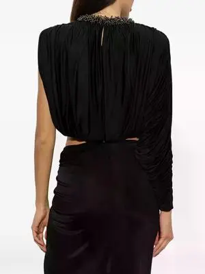 SELF-PORTRAIT Jersey Asymmetric Sleeve Top