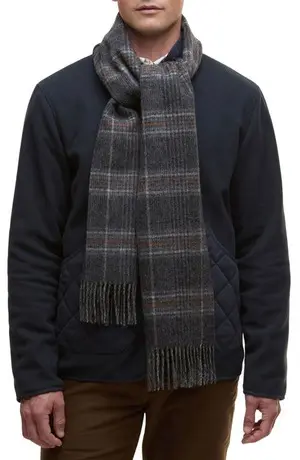 Barbour Marsden Reversible Wool Scarf - Grey/navy