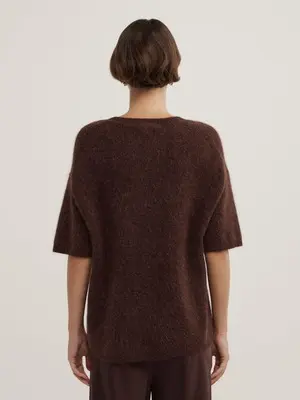 Witchery Oversized Fluffy Short Sleeve T-shirt - Espresso