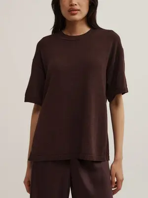 Witchery Relaxed Knit T-shirt - Espresso