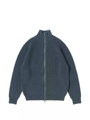 BATONER JAPAN Signature Drivers Knit Ribbed Cardigan - Blue