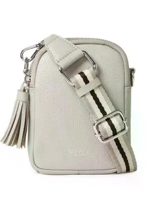 OSPREY LONDON Tassel-detail Grained-leather Shoulder Bag - Neutrals