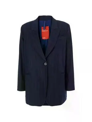 MERCI Pinstripe-pattern Single-breasted Jacket - Blue