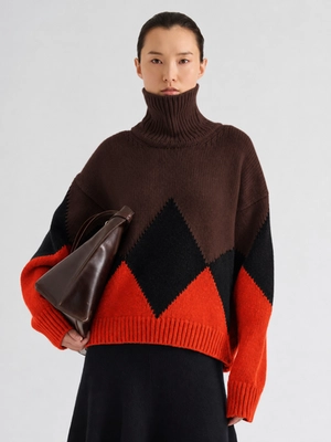 Proenza Schouler Oren Intarsia Turtleneck Red Multi