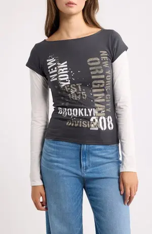 VINYL ICONS Brooklyn Division Twofer Graphic Tee - Phantom