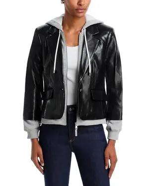 Cinq À Sept Le Petit Khloe Faux Leather Layered Blazer