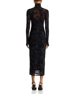AFRM Shailene Flocked Mesh Midi Dress