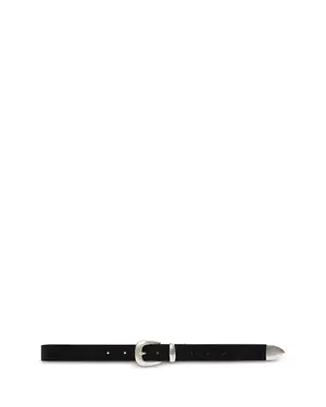 BLACK SUEDE STUDIO Western Buckle 3-piece Calf Hair Belt - Black/silver