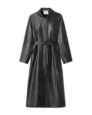 Lafayette 148 New York Leather Oversized Belted Trench Coat