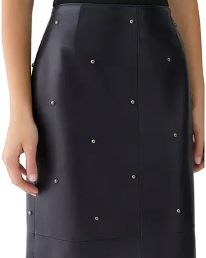 Lafayette 148 New York Hand Studded Leather Column Skirt