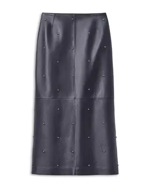 Lafayette 148 New York Hand Studded Leather Column Skirt