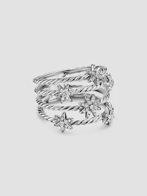 David Yurman Petite Starburst Multi Row Ring In Sterling