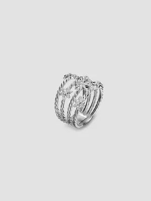 David Yurman Petite Starburst Multi Row Ring In Sterling