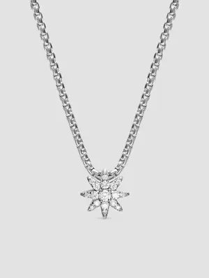 David Yurman Petite Starburst Station Necklace In Sterling With Diamonds, 7mm