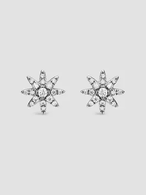 David Yurman Petite Starburst Full Pavé Stud Earrings In Sterling With Diamonds, 7.5mm