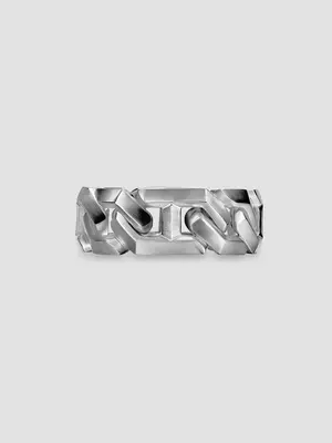 David Yurman Angular Curb Chain Band Ring In Sterling 8.7mm