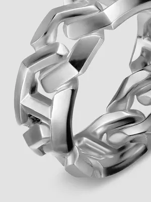 David Yurman Angular Curb Chain Band Ring In Sterling 8.7mm