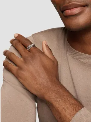 David Yurman Angular Curb Chain Band Ring In Sterling 8.7mm