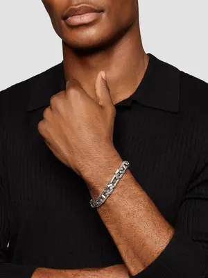 David Yurman Faceted Angular Curb Chain Bracelet In Sterling 11.5mm