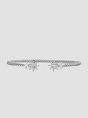 David Yurman Petite Starburst Cable Flex Bracelet In Sterling