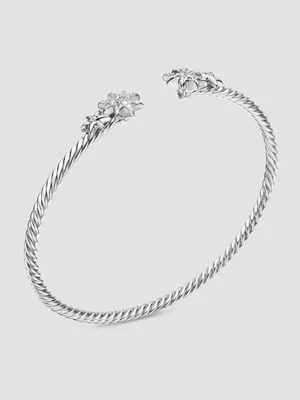 David Yurman Petite Starburst Cable Flex Bracelet In Sterling