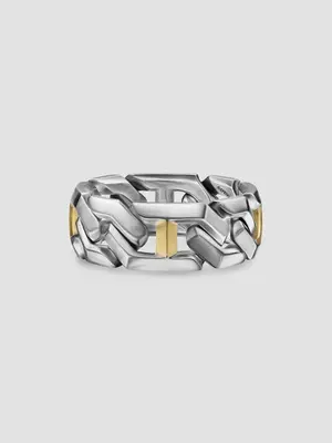 David Yurman Angular Curb Chain Band Ring In Sterling - Silver