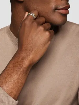 David Yurman Angular Curb Chain Band Ring In Sterling