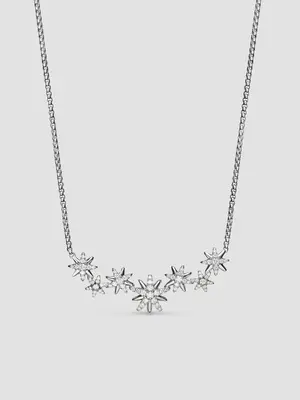 David Yurman Starburst Cluster Necklace In Sterling With Diamonds, 15.5mm